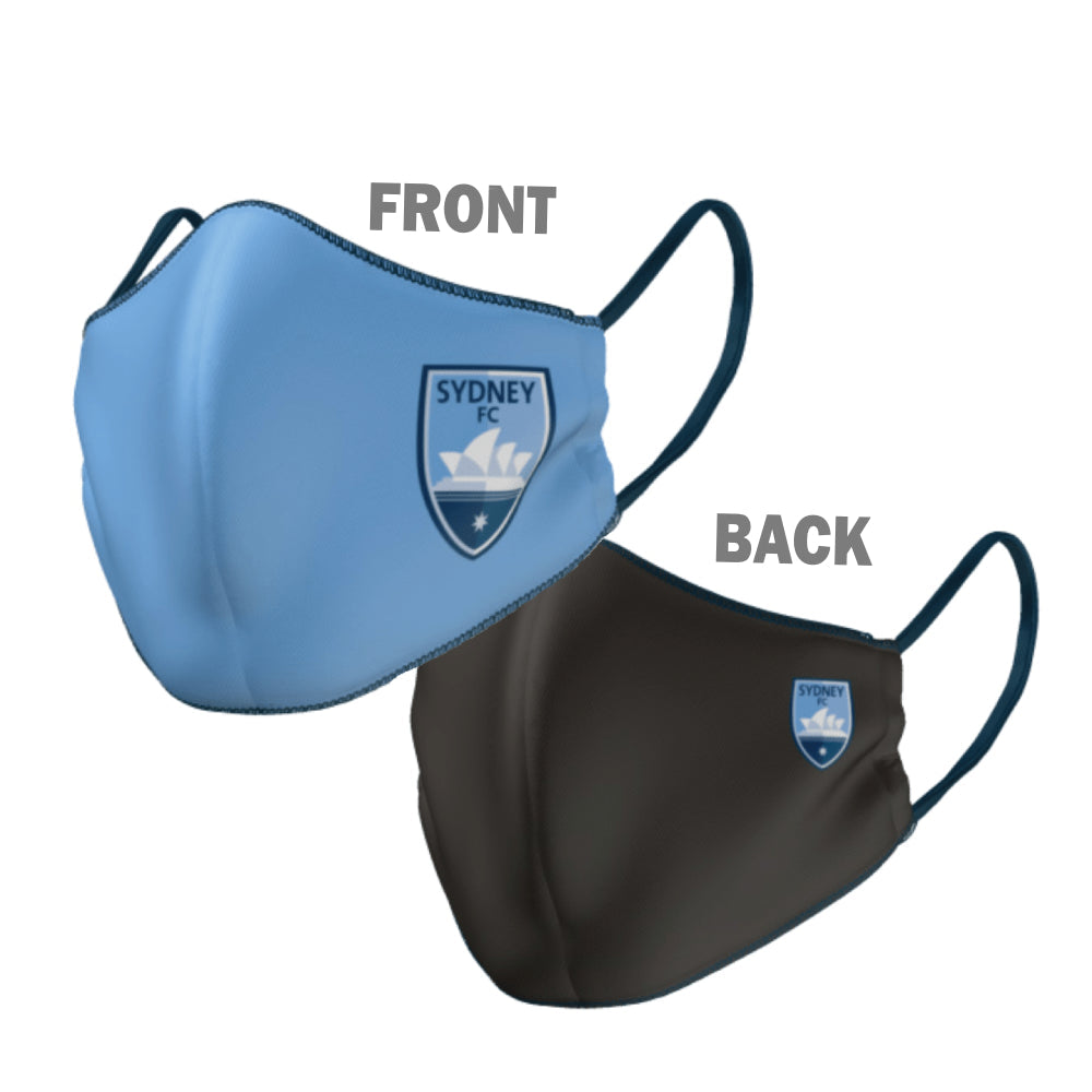 A-League Sydney FC Face Mask Reversible Washable: 3 Sizes: Large, Small ...