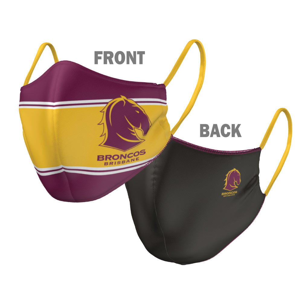 NRL Brisbane Broncos Face Mask - 2 Sizes: Adult or Kids: Reversible ...
