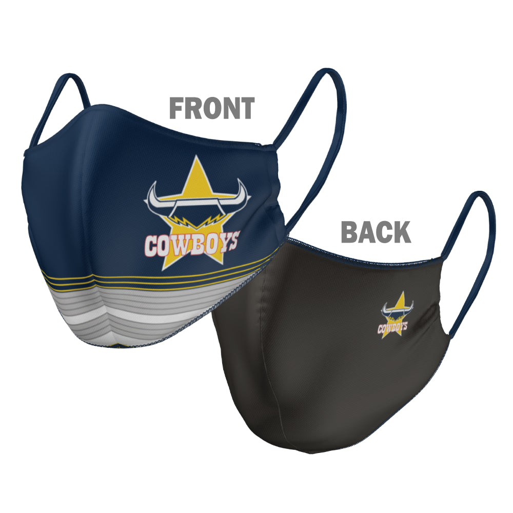 NRL North Queensland Cowboys Face Mask -2 Sizes: Adult or Kids ...