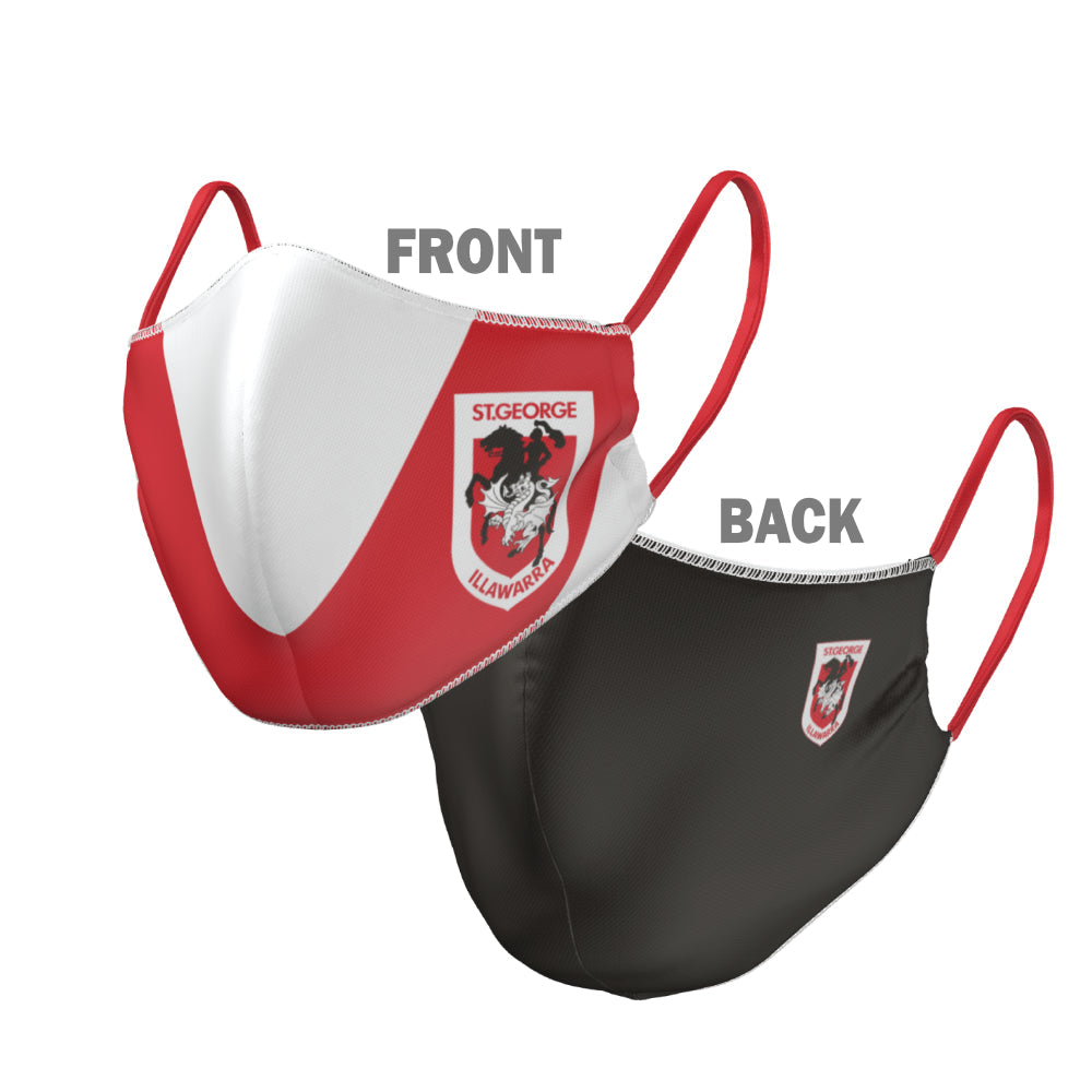 NRL St George Illawarra Dragons Face Mask - 2 Sizes: Adult or Kids ...