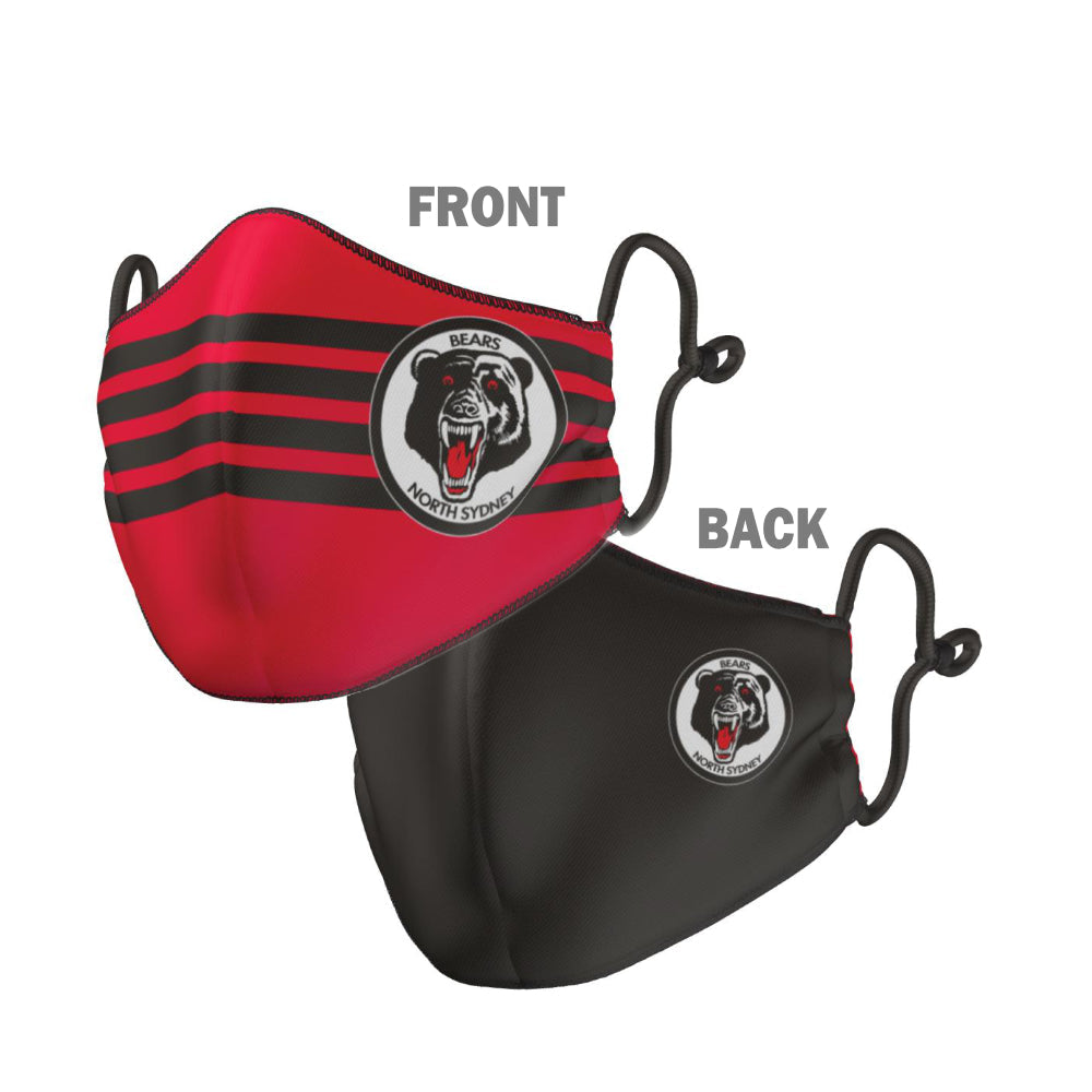 NRL Retro - North Sydney Bears Face Mask Reversible Washable:1 Size ...