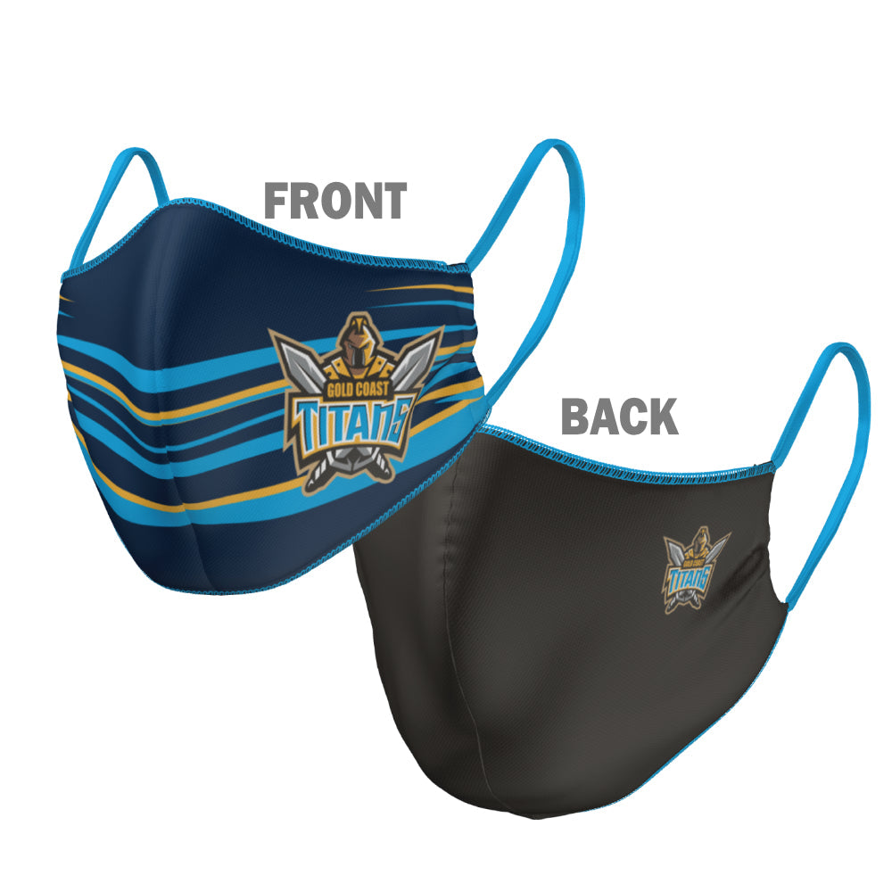 NRL Gold Coast Titans Face Mask - 2 Sizes: Large, Kids - Reversible ...